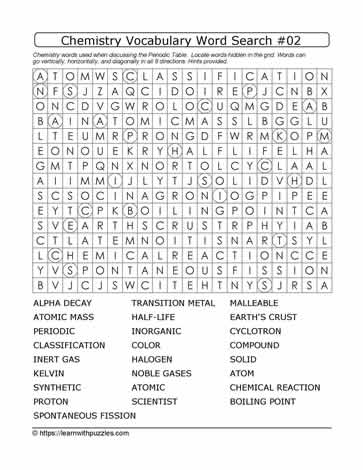 Chemistry Vocab Word Search #02 Learn With Puzzles