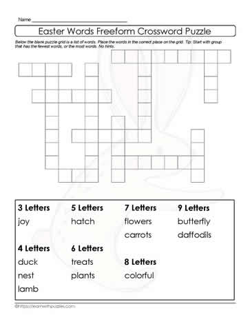 Easter Freeform Crossword #4 Learn With Puzzles