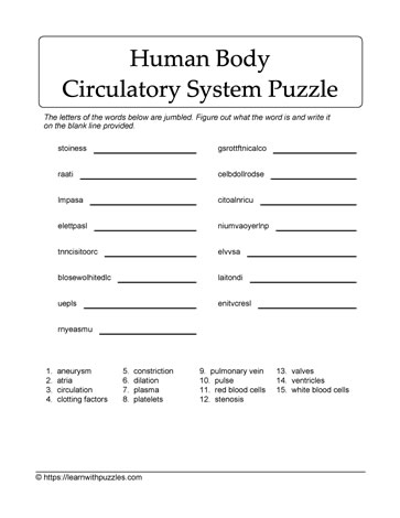Circulatory System Puzzle Learn With Puzzles