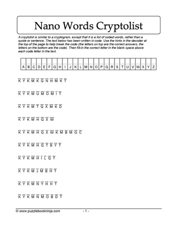 Nano Words Cryptolist Learn With Puzzles