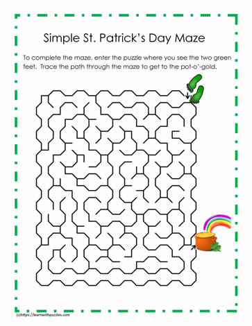 St. Patrick's Day Maze-03 Learn With Puzzles