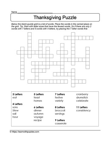 Thanksgiving Freeform #05 Learn With Puzzles