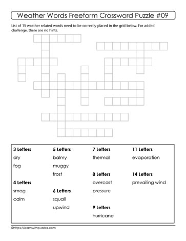 Weather Crossword - Freeform Style Learn With Puzzles