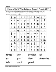 French Vocabulary - Word Search Puzzles Learn With Puzzles