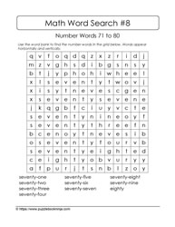 Number Words Puzzle Group A - 001 to 100 Learn With Puzzles