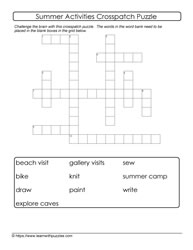 Summer Activities - Crossword Puzzles Learn With Puzzles